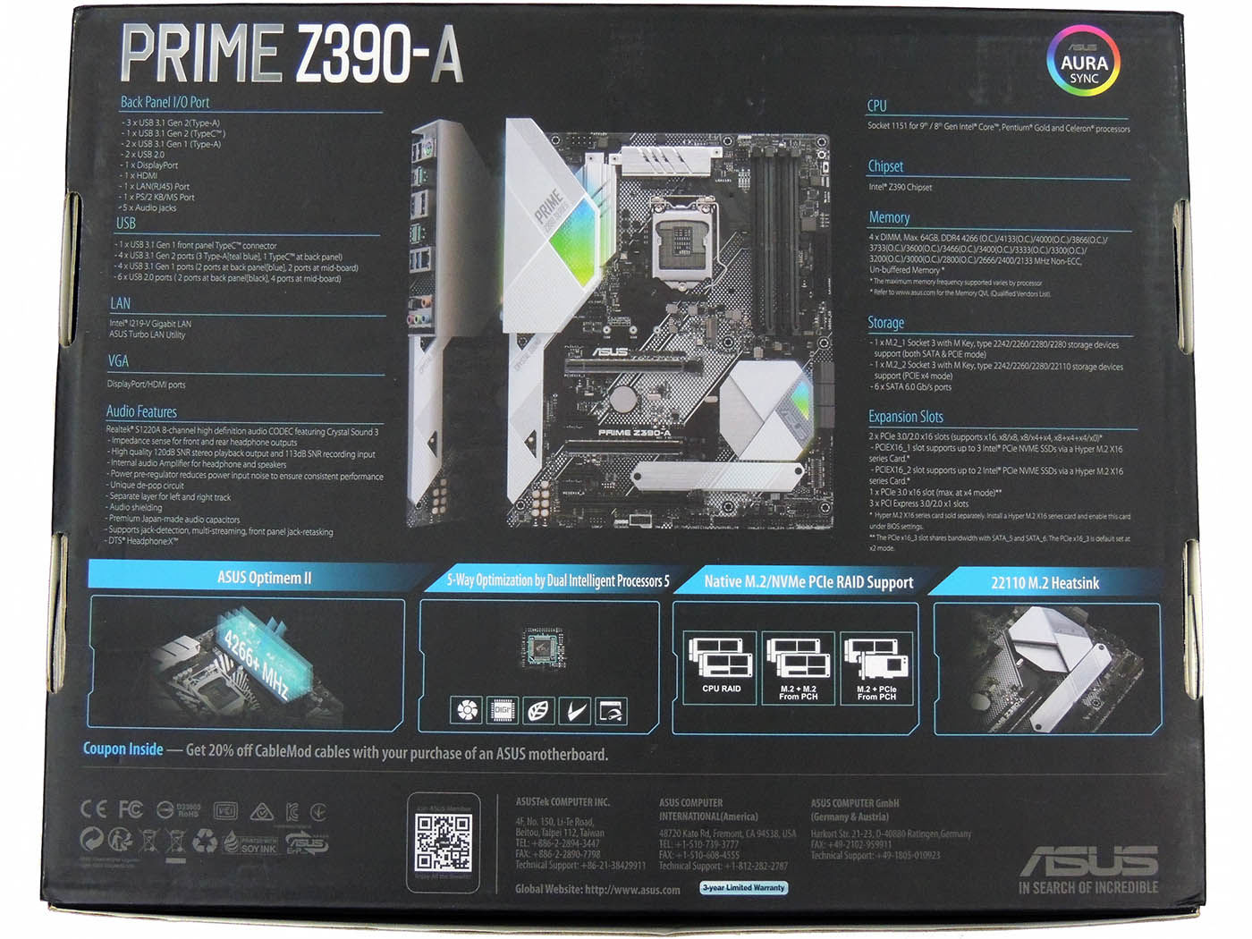 Fractal Design Ion+ Platinum 860W & ASUS Prime Z390-A - Black and White ...