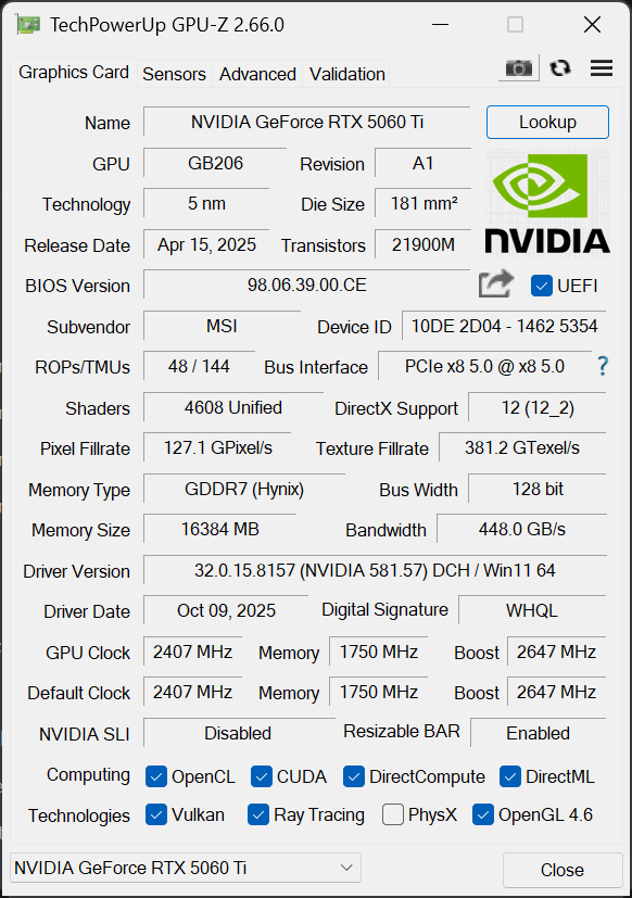 MSI GeForce RTX 5060 Ti 16G GAMING OC Testing and Gaming Benchmarks ...