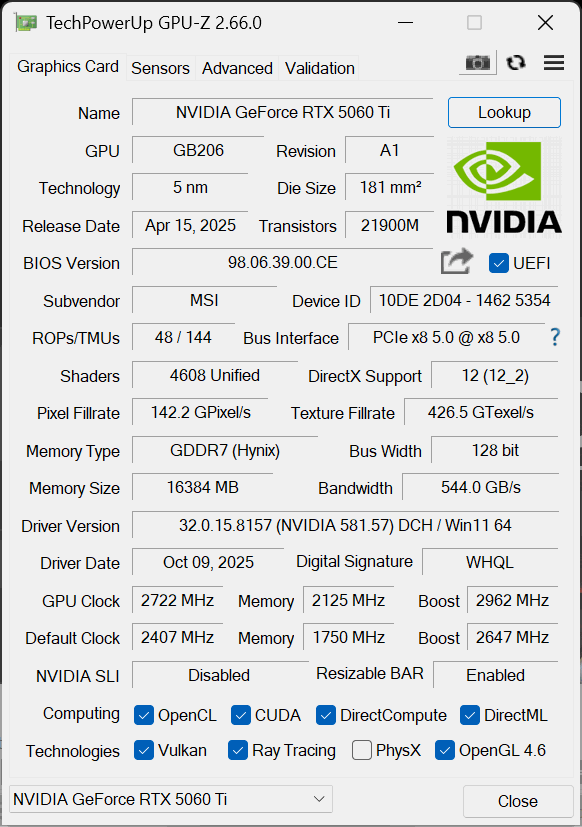 MSI GeForce RTX 5060 Ti 16G GAMING OC Testing and Gaming Benchmarks ...