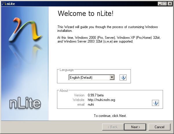 Starting nLite, Choosing Customization Options - Making and Customizing ...