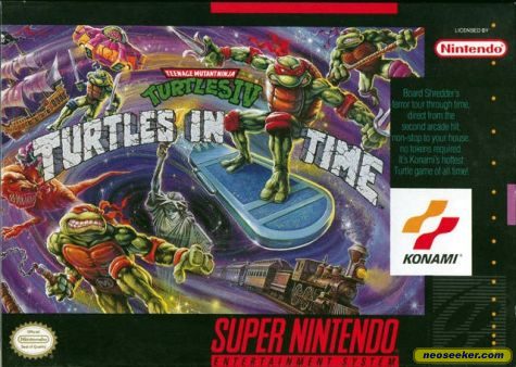 Teenage Mutant Ninja Turtles IV: Turtles In Time SNES Front cover
