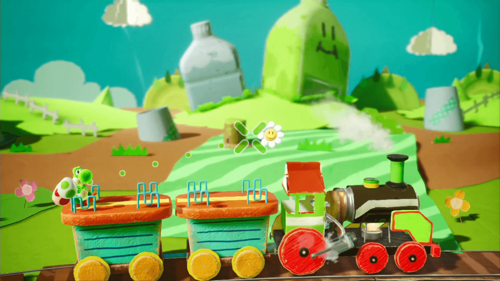 Rail-Yard Run - Yoshi's Crafted World Walkthrough - Neoseeker
