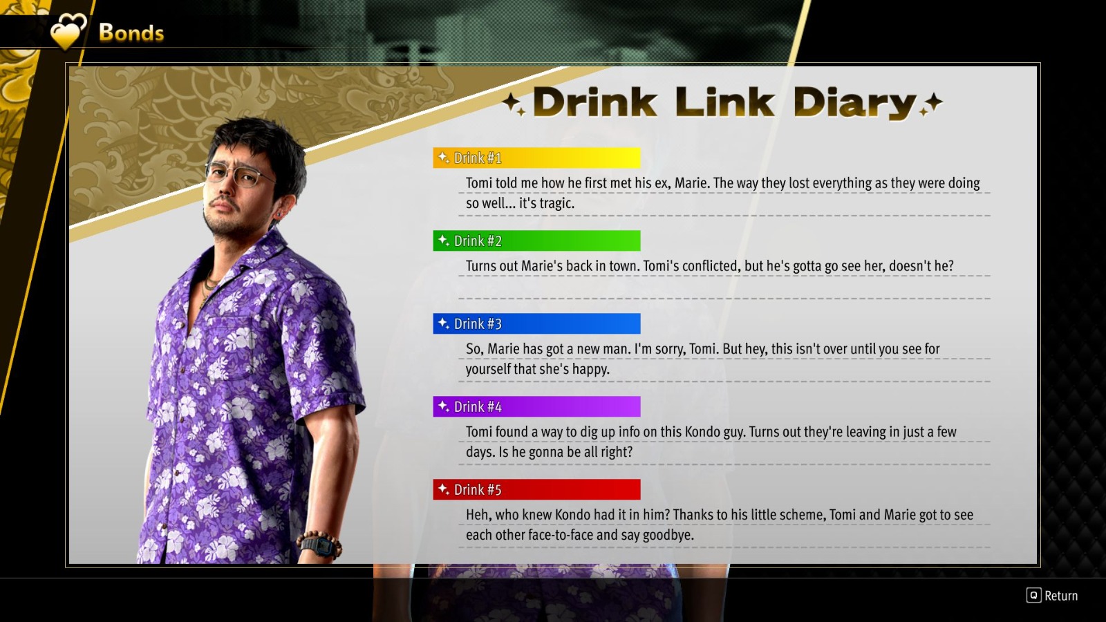 Drink Links - Eric Tomizawa - Like a Dragon: Infinite Wealth Walkthrough - Neoseeker