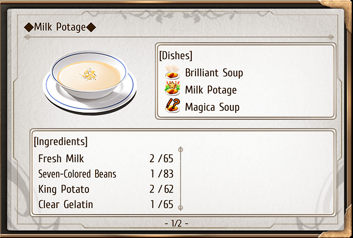 Recipe List - The Legend of Heroes: Trails to Azure Walkthrough - Neoseeker