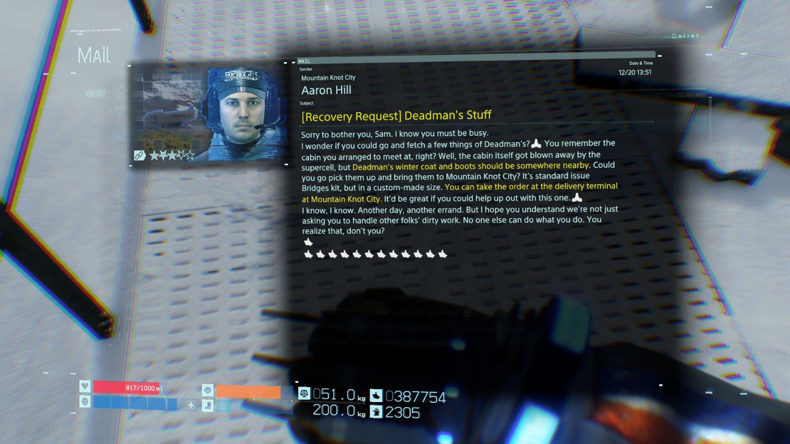 [Order No. 56] Recovery: Winter Clothes Walkthrough - Death Stranding ...