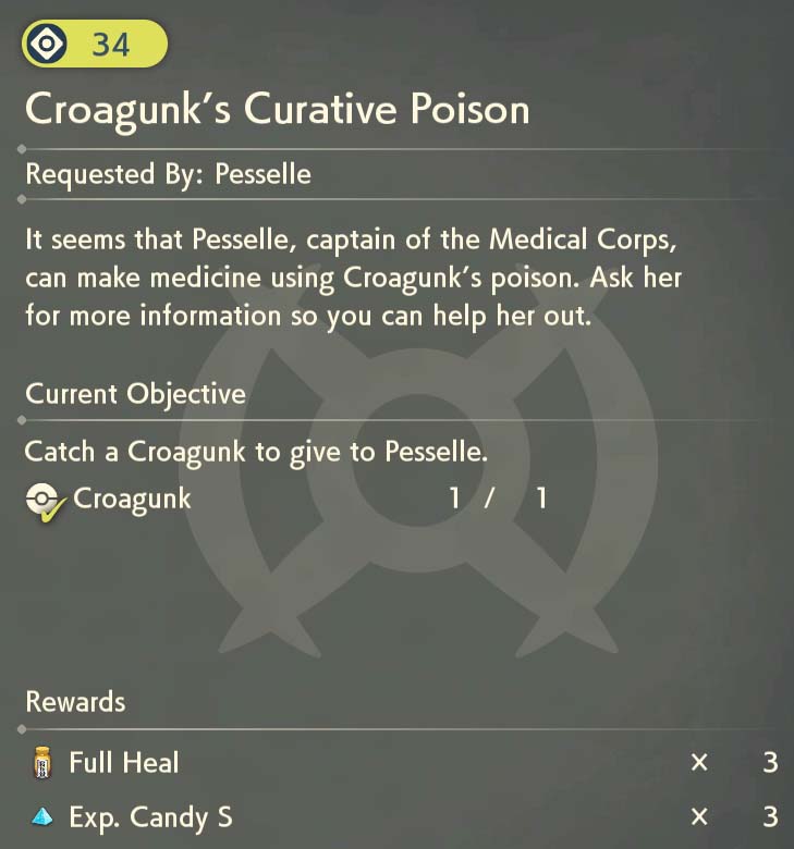Croagunk's Curative Poison Request Guide - Pokémon Legends: Arceus ...