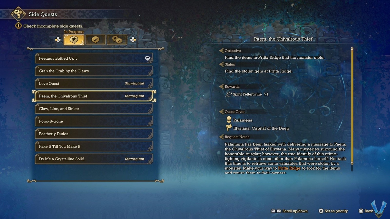 Paem, the Chivalrous Thief (Chapter 7) - Visions of Mana Walkthrough ...