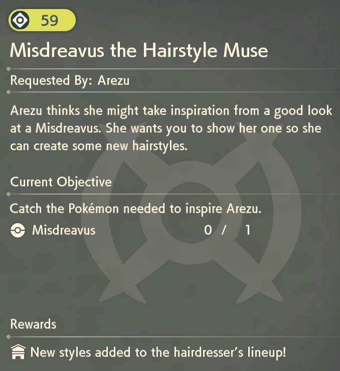 Misdreavus the Hairstyle Muse Request Guide - Pokémon Legends: Arceus ...