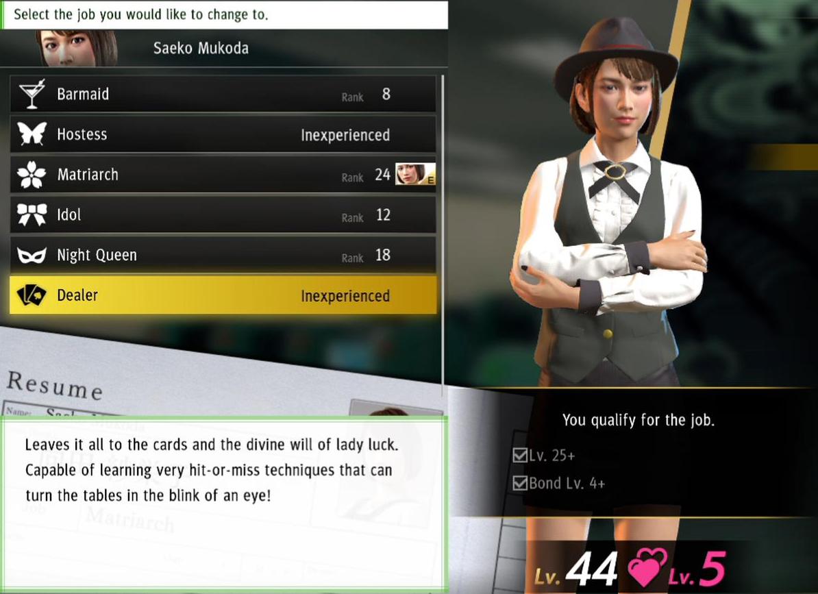 Female Character Jobs - Yakuza: Like a Dragon Walkthrough - Neoseeker