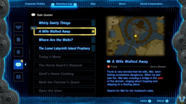 Tears of the Kingdom - A Wife Wafted Away Walkthrough - The Legend of ...