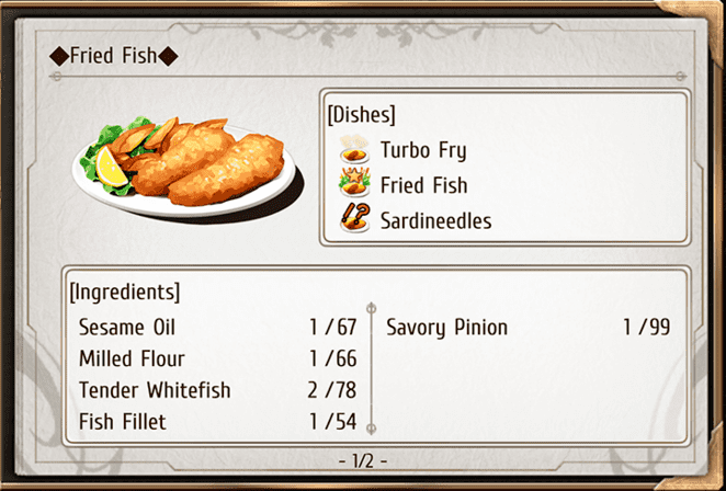 Recipe List - The Legend of Heroes: Trails to Azure Walkthrough - Neoseeker