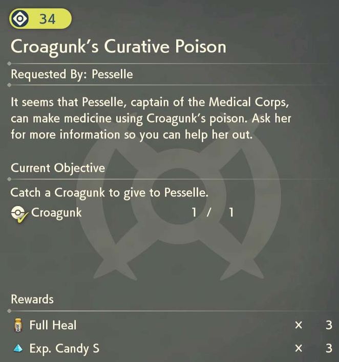 Croagunk's Curative Poison Request Guide - Pokémon Legends: Arceus ...