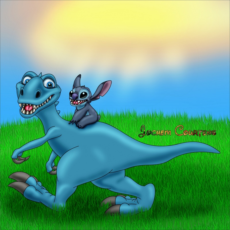 Dino & Stitch « Lilo & Stitch Fanart