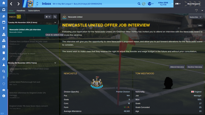 Offered a Job Interview... - Football Manager 2015 Forum - Neoseeker Forums