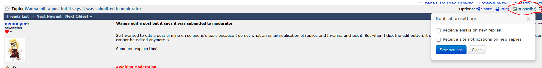 Wanna edit a post but it says it was submitted to moderator - Site ...