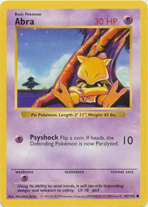 Abra (Base Set) - Pokémon Wiki - Neoseeker